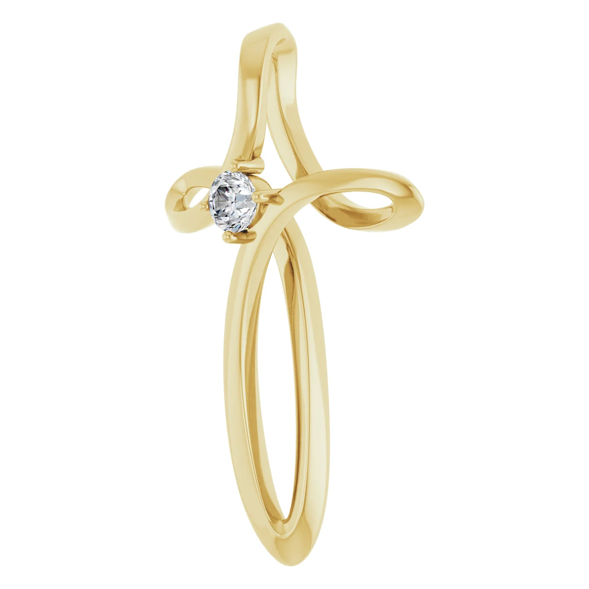 Diamond Swirl Cross Pendant in 14K Gold