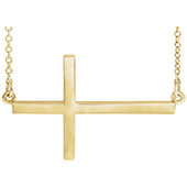Tiny 14K Gold Sideways Cross Necklace