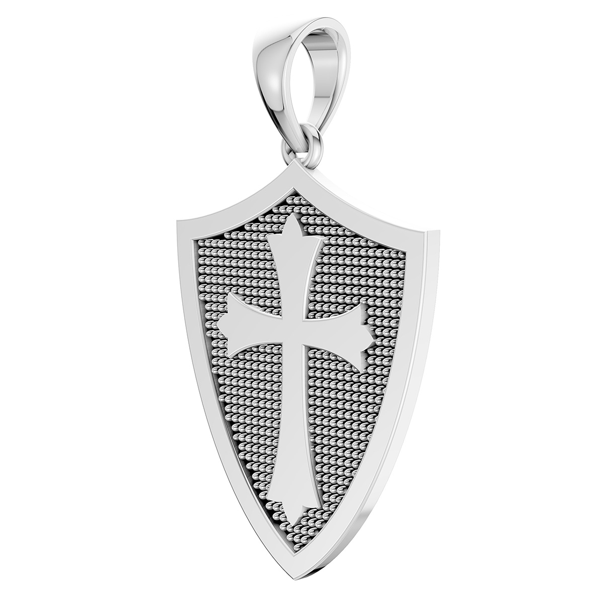 Platinum Shield of Faith Cross Pendant