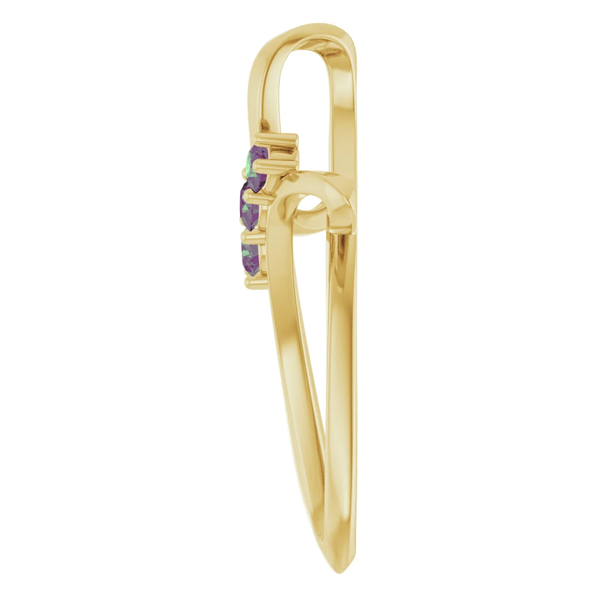 3-Stone Alexandrite Twist Cross Pendant in 14K Gold