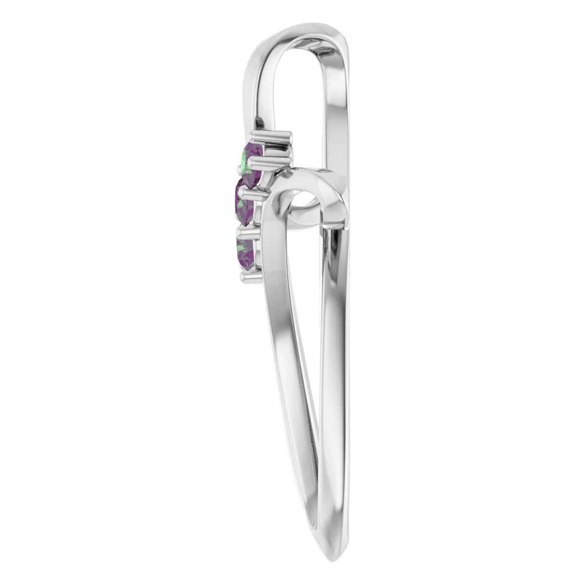 3-Stone Alexandrite Twist Cross Pendant in 14K White Gold