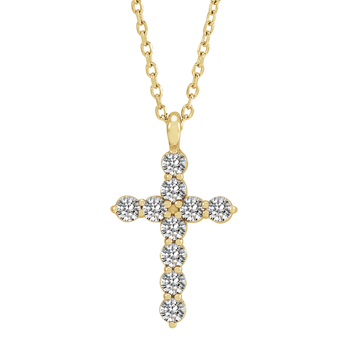 Heavenly Purity Diamond Cross Necklace for Women 14K Gold