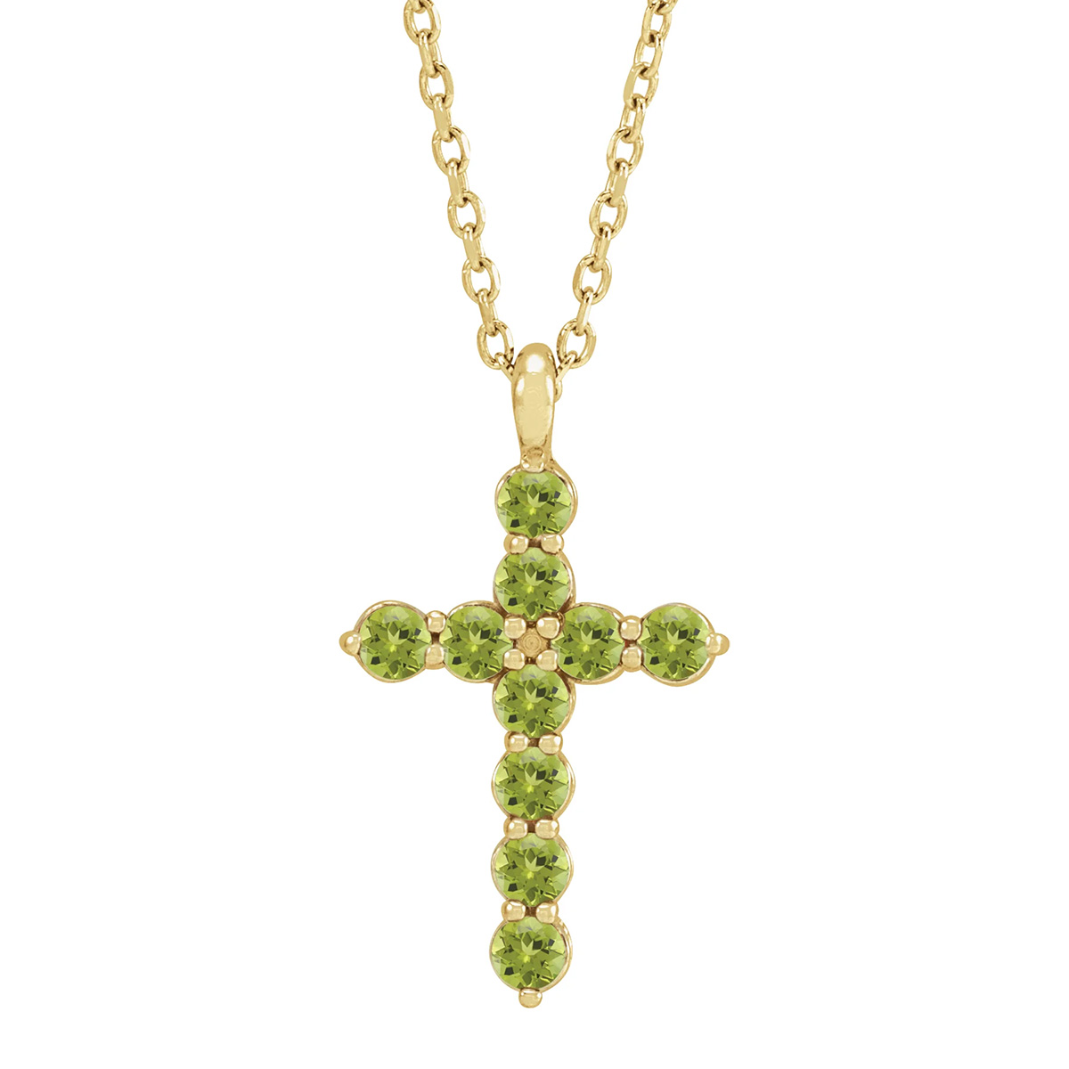 Promise of Heaven Peridot Cross Necklace for Women in 14K Gold