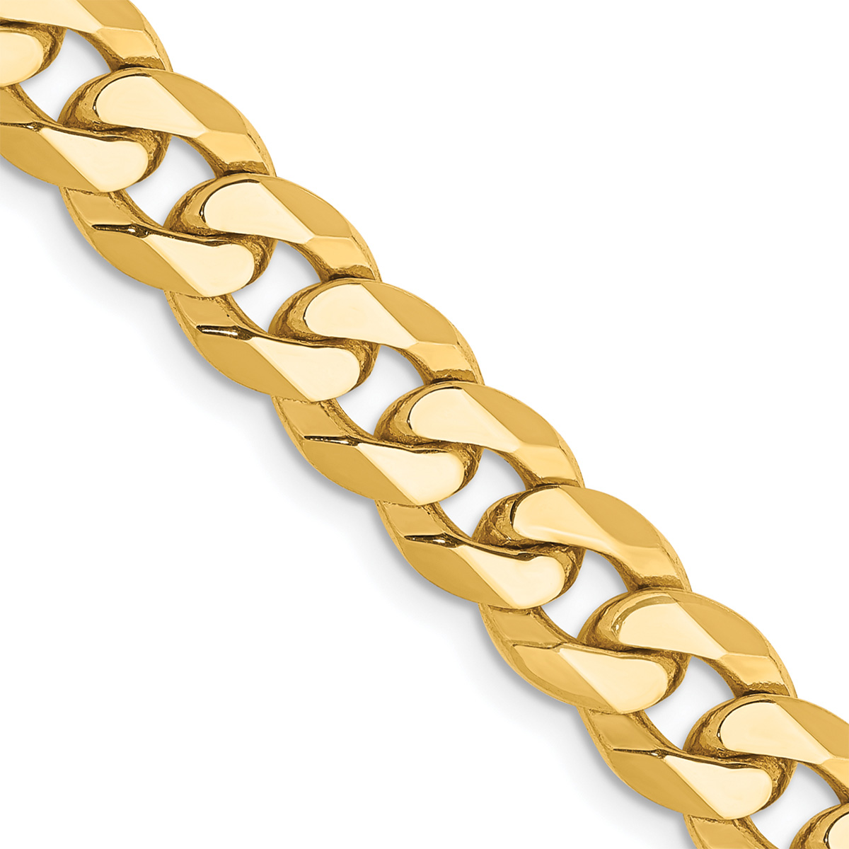 Heavy 10K Gold 7.75mm Beveled Curb Link Chain Necklace