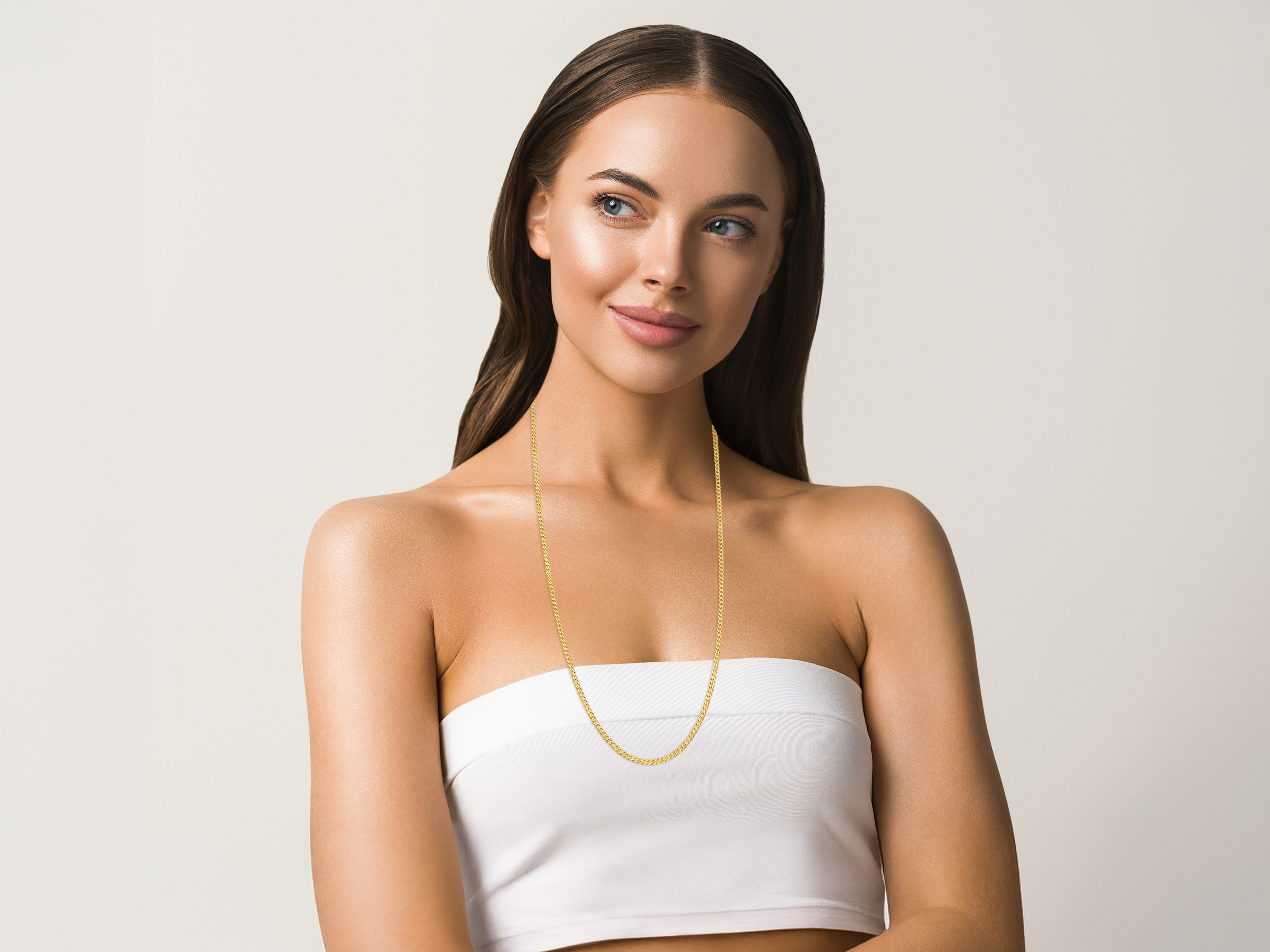 26 Inch 14K Gold 2.3mm Curb Link Chain Necklace