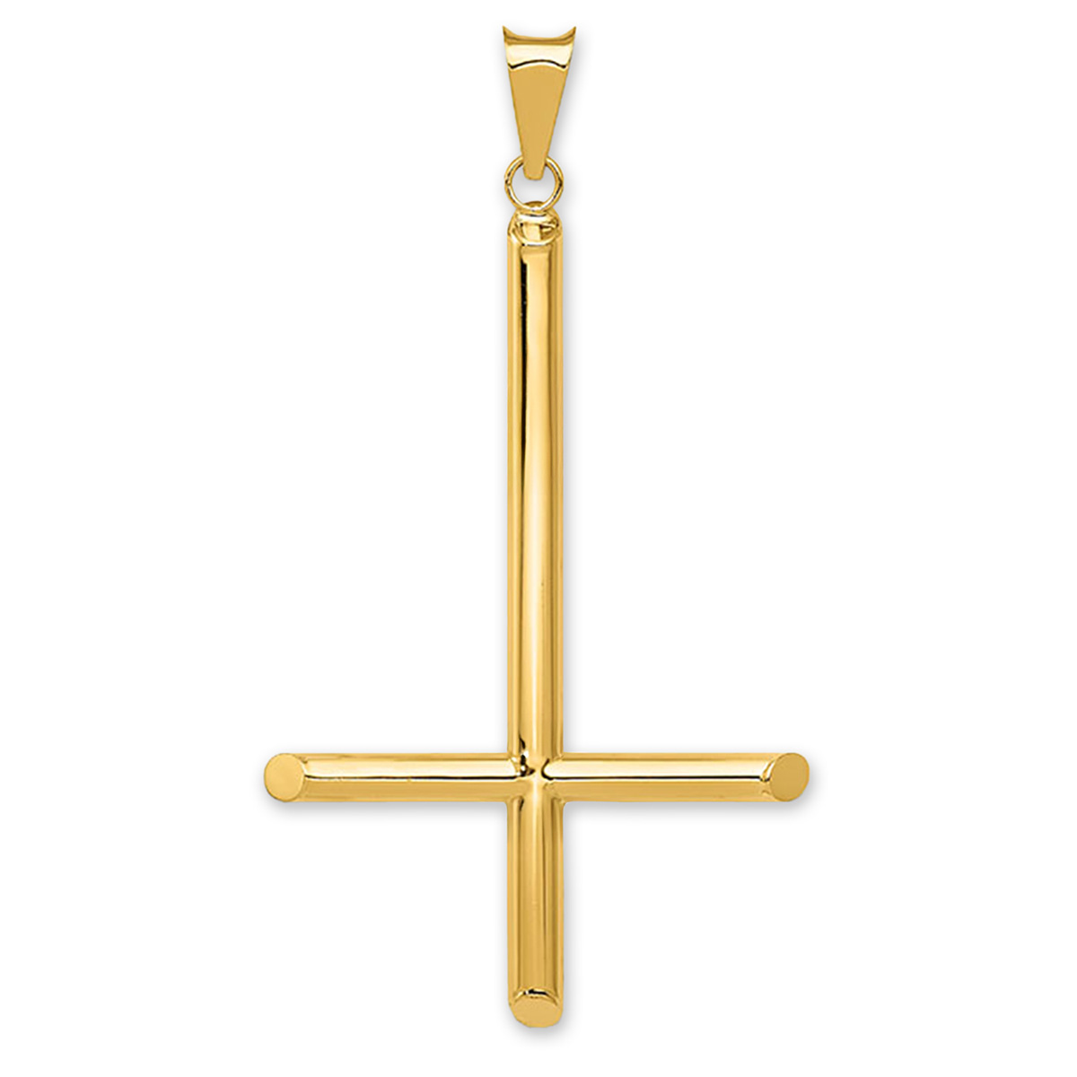 18K Gold Plain St Peters Upside Down Cross Pendant