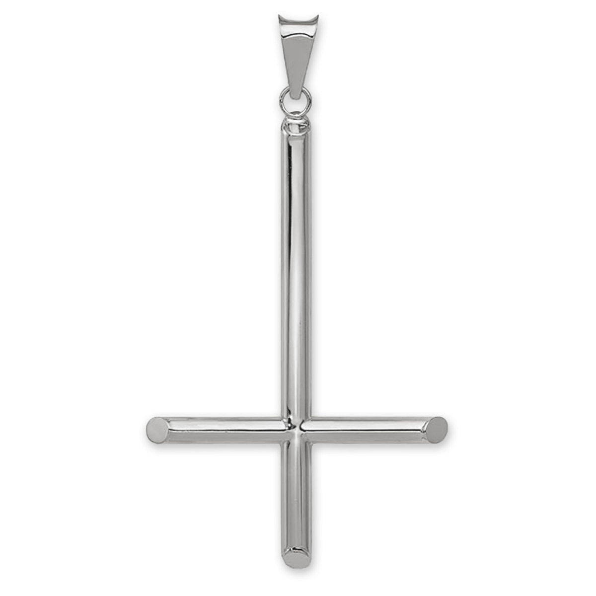 Platinum Plain St Peters Upside Down Cross Pendant