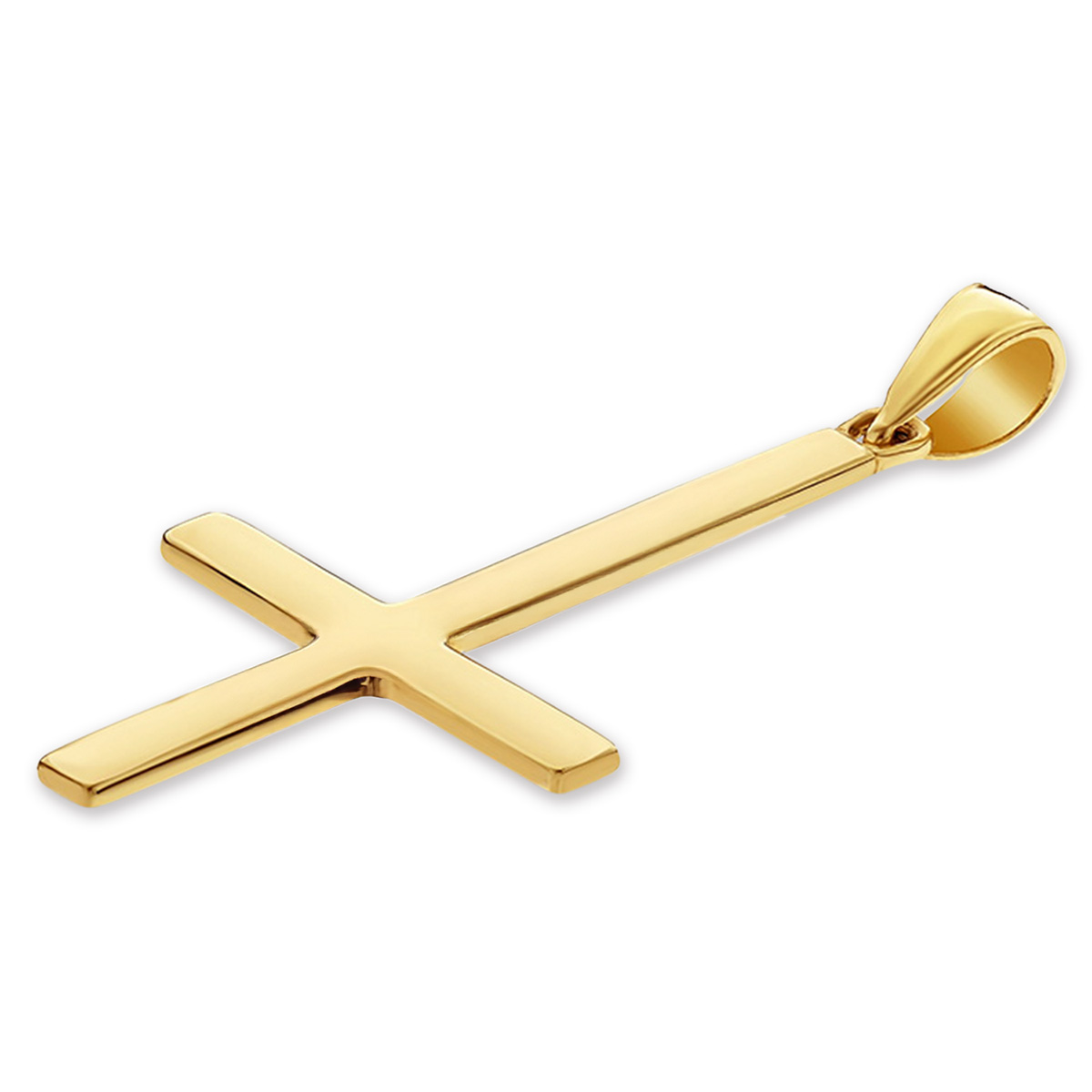 18K Gold Plain St Peters Inverted Cross Necklace Pendant