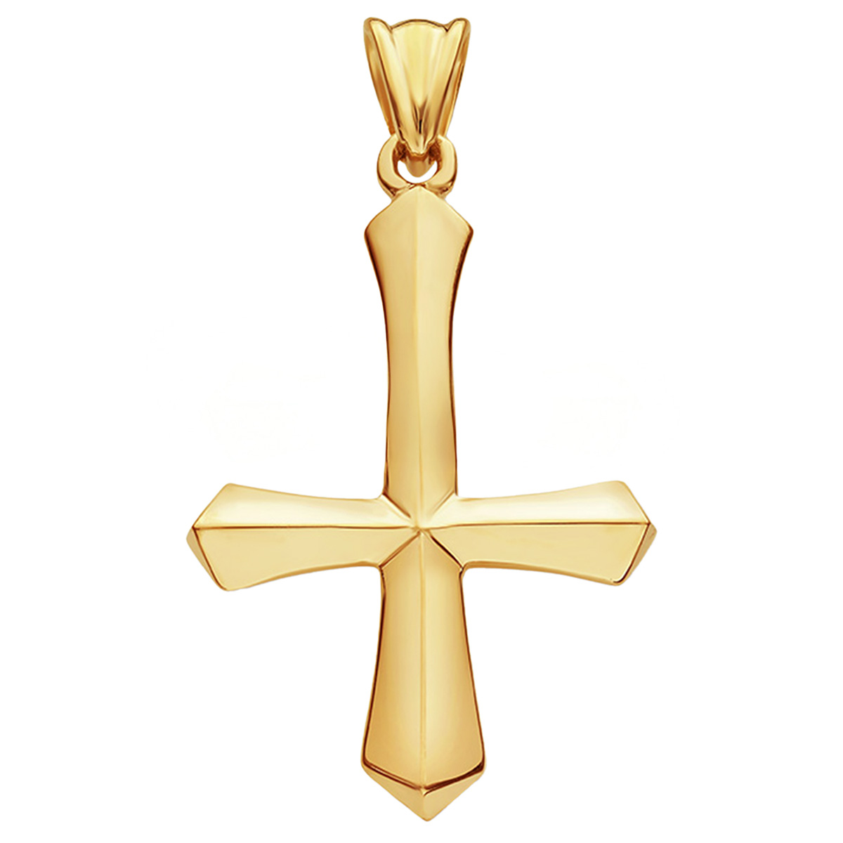 22K Gold Inverted Sword Cross Necklace Pendant