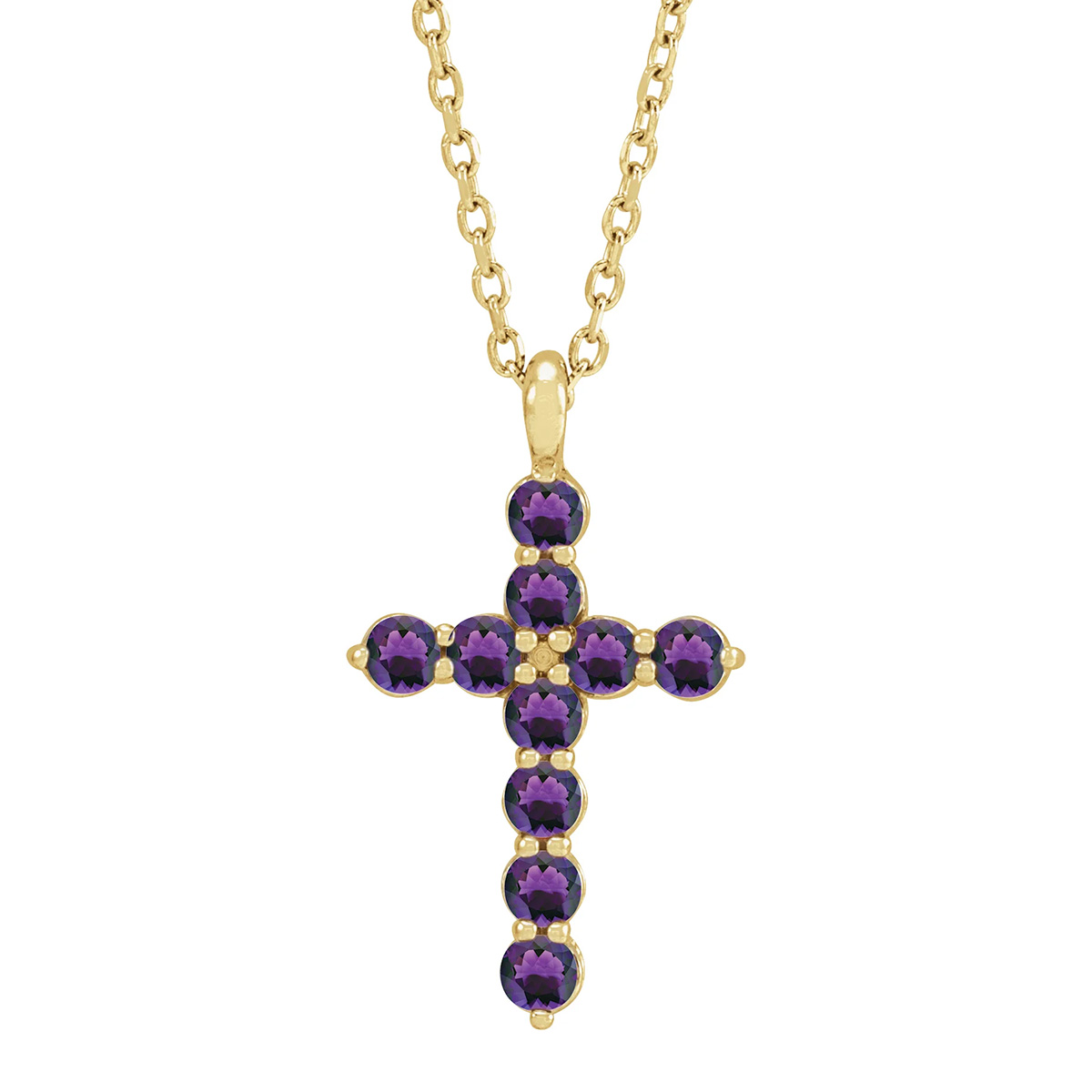 Royal Amethyst Cross Necklace for Women in 14K Gold