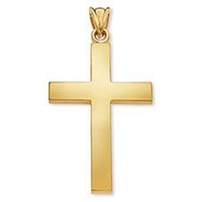 10K Gold Large Heavy Men's Thick Cross Pendant