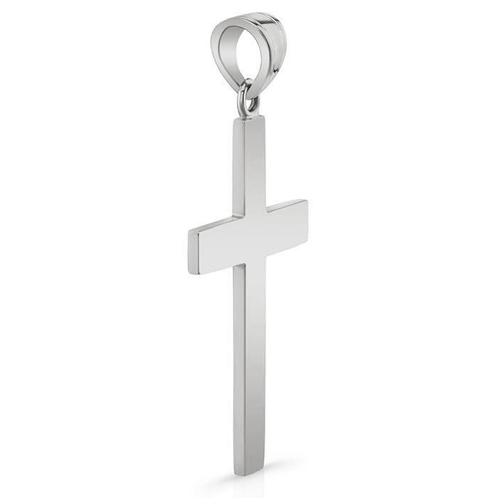 Large Sterling Silver Plain Polished Men's Cross Pendant