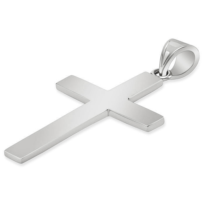 Large Sterling Silver Plain Polished Men's Cross Pendant