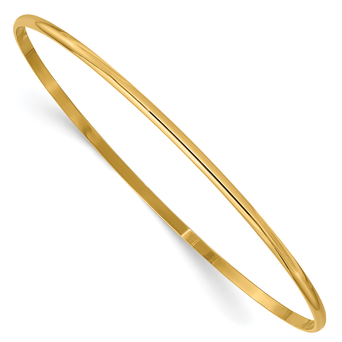 2mm 14K Solid Gold Slip-On Bangle Bracelet