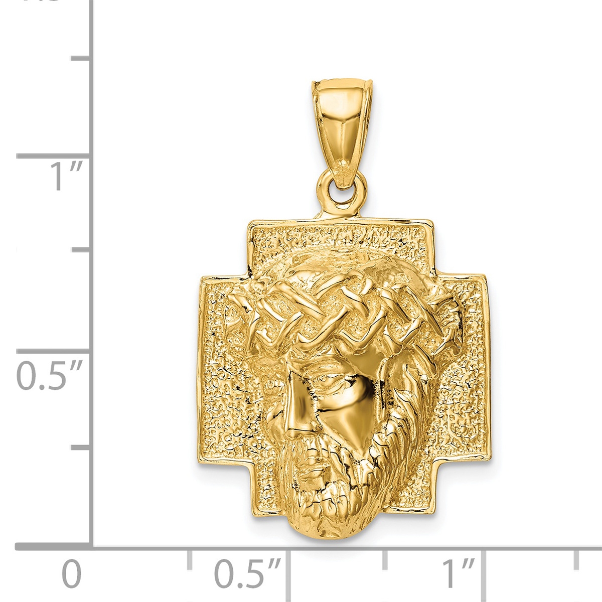 14K Gold Jesus Christ Head Pendant with Crown