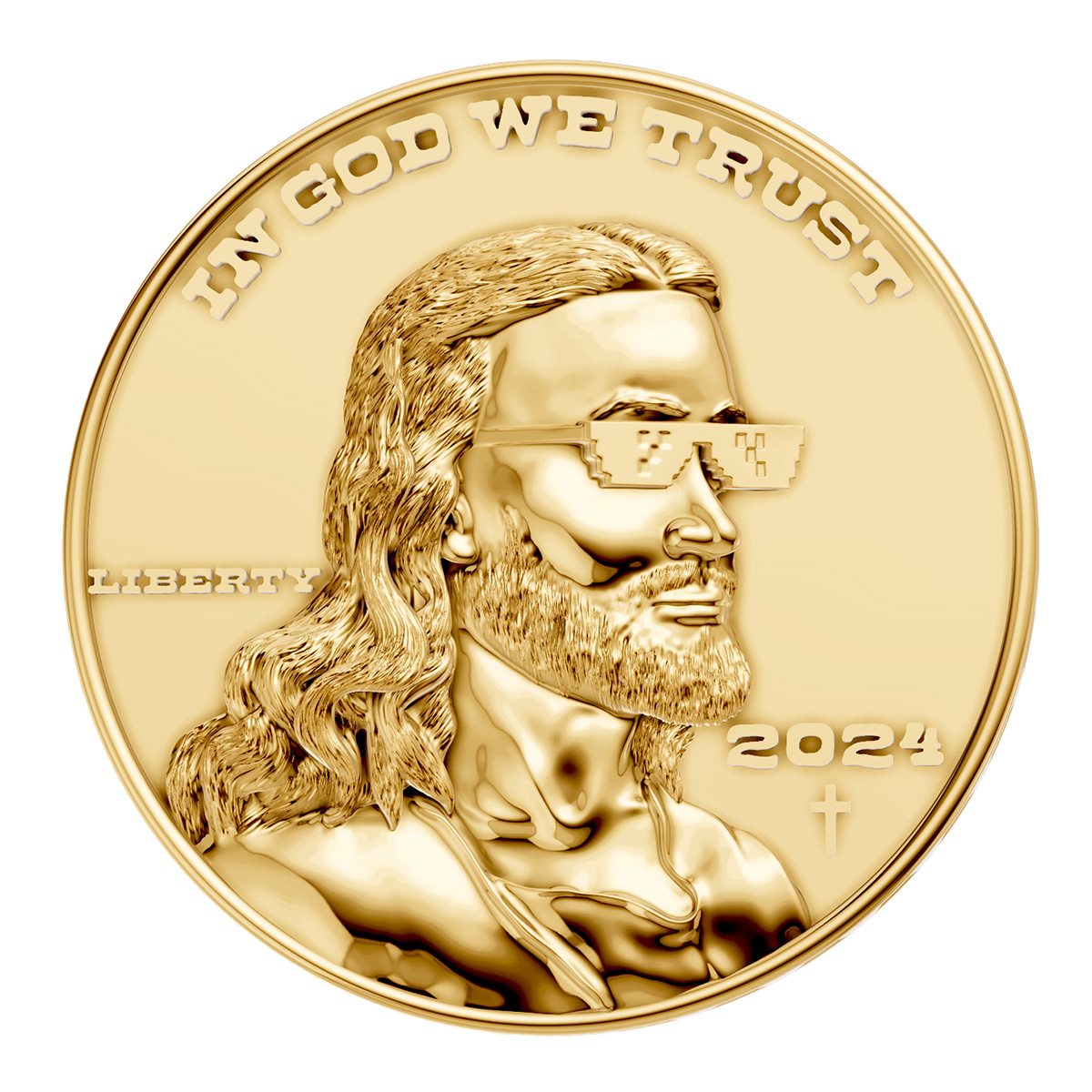 14K, 18K or 22K Solid Gold Commemorative Jesus Coin