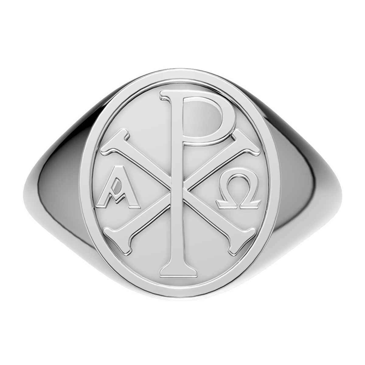 Platinum Chi Rho Alpha and Omega Ring for Men