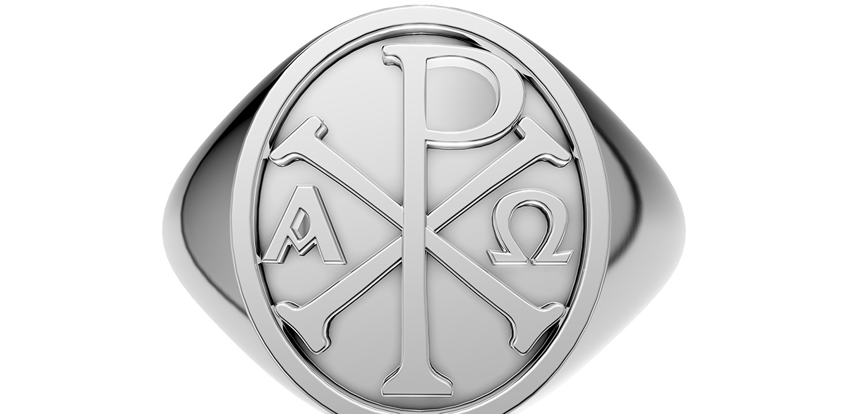 Silver Men’s Chi Rho Alpha Omega Ring