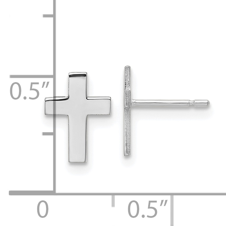 10K White Gold Cross Stud Earrings
