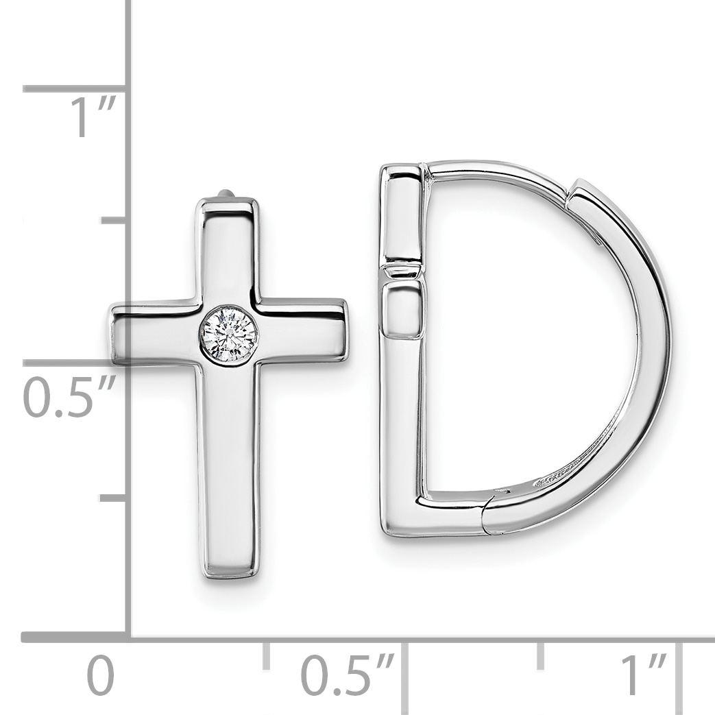 Silver Hinged Diamond Cross Hoop Earrings
