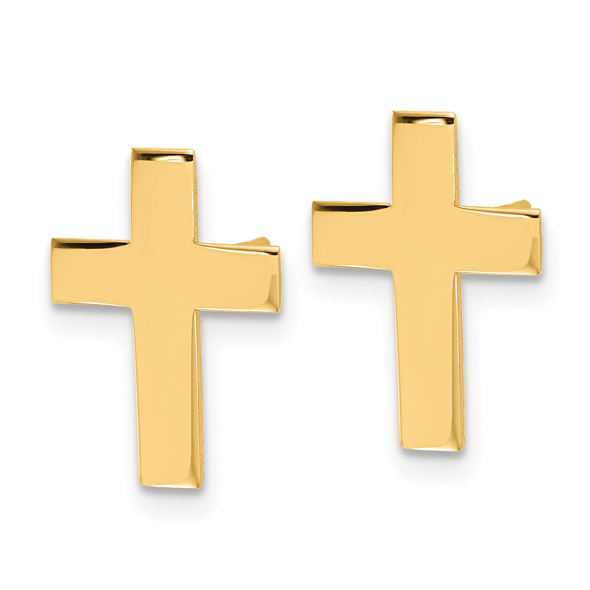 Large 14K Gold Cross Stud Earrings