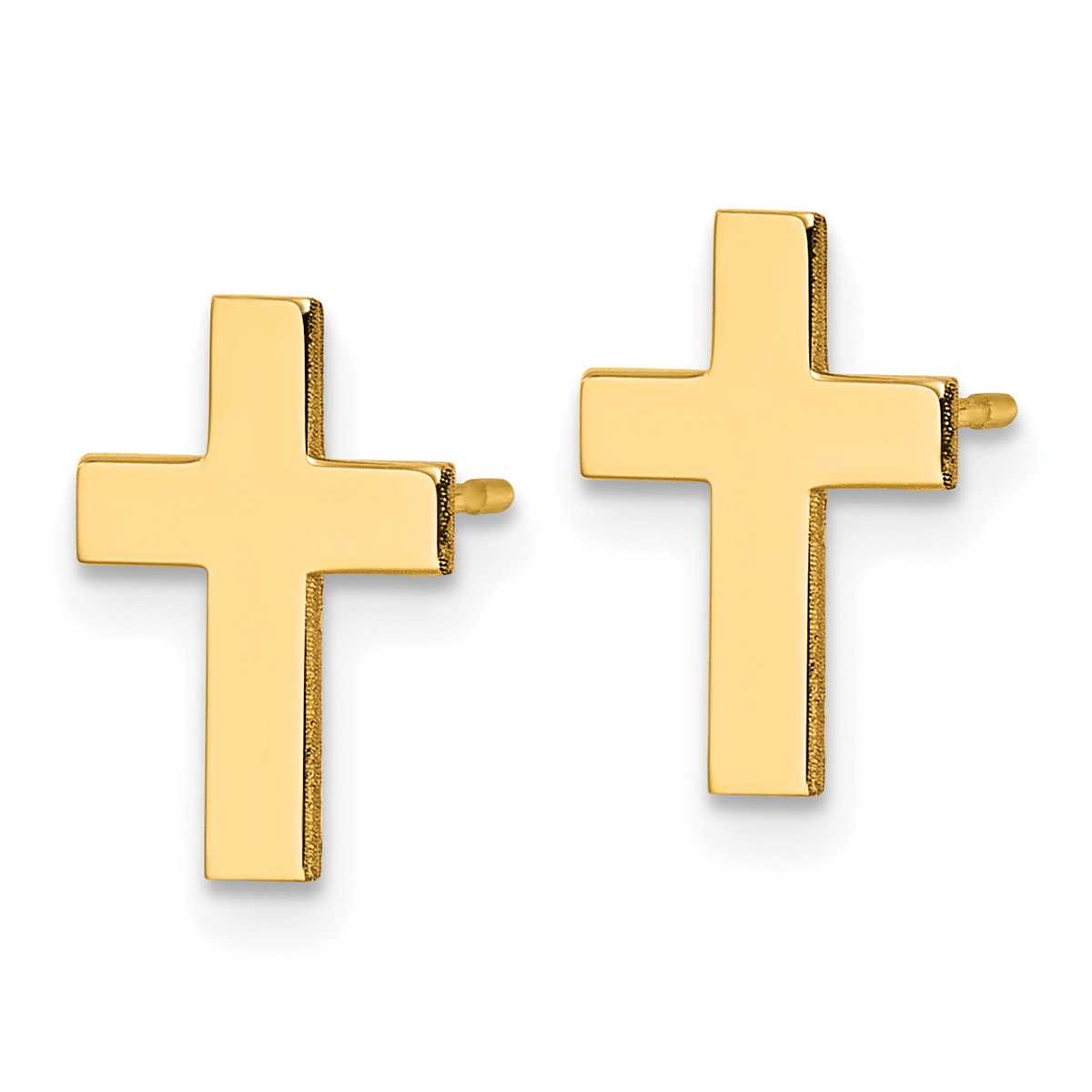 14K Gold Plain Cross Stud Earrings