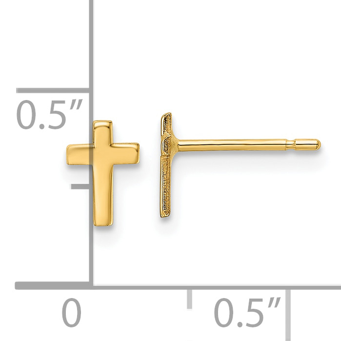 Small 14K Gold Cross Stud Earrings