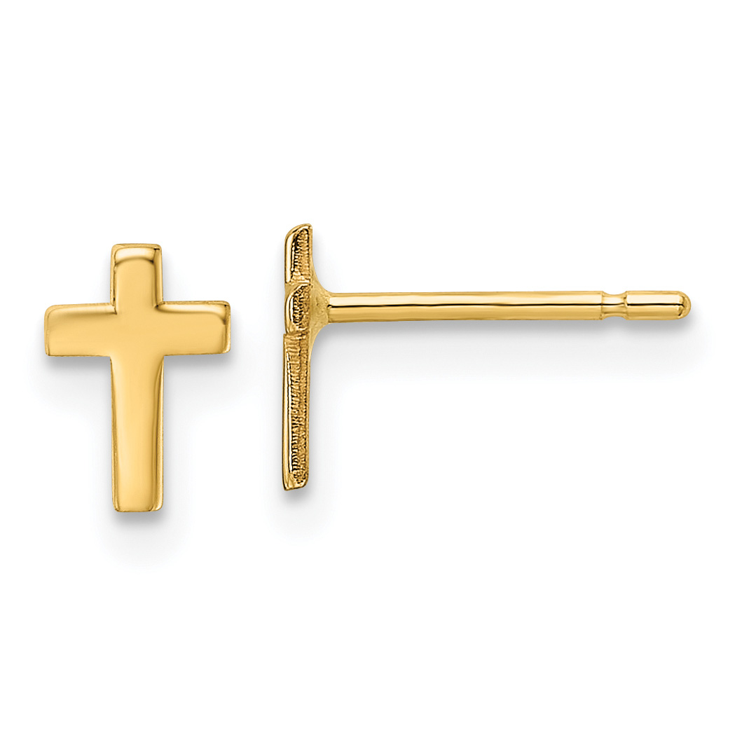 Small 14K Gold Cross Stud Earrings