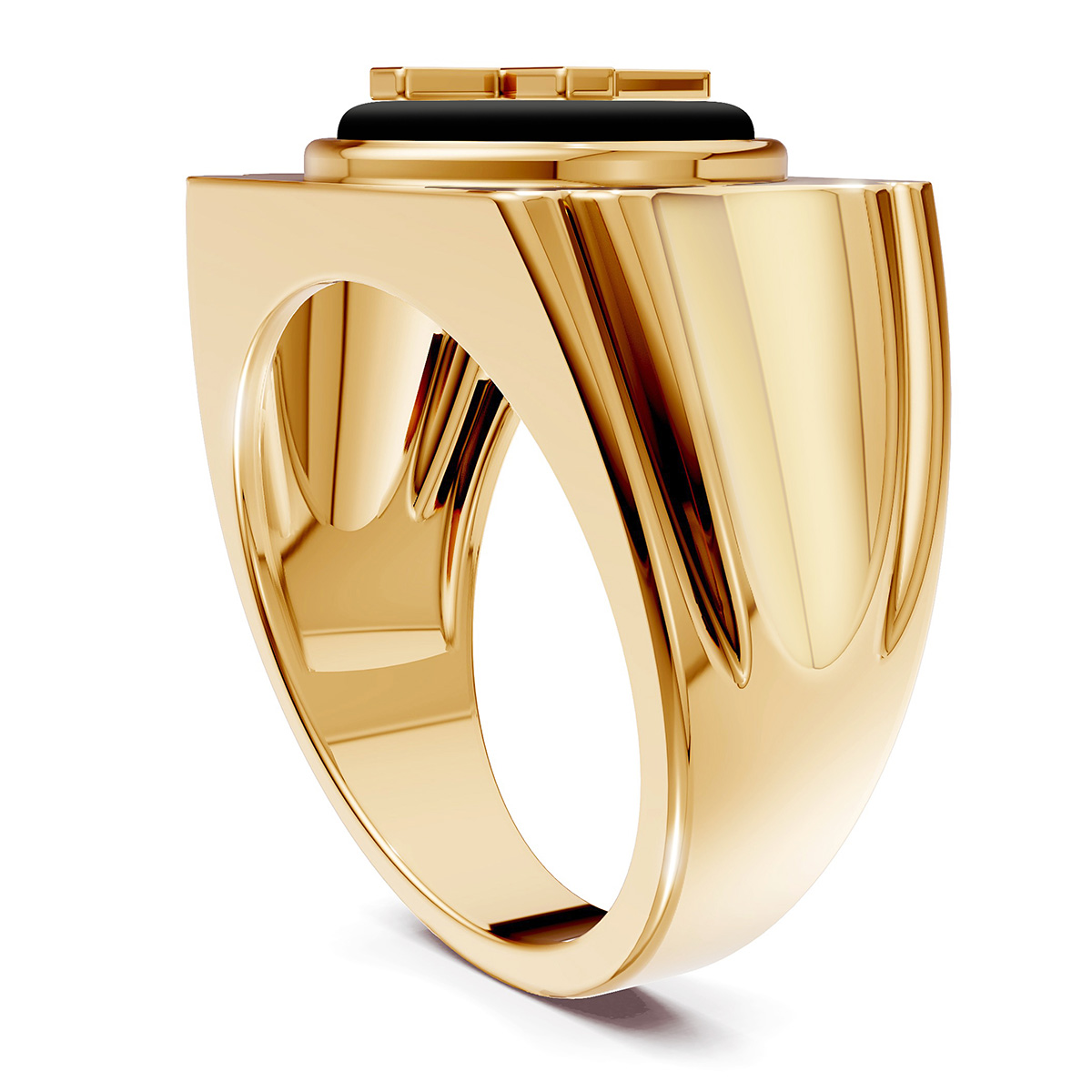 18K Gold Black Onyx Cross Ring for Men