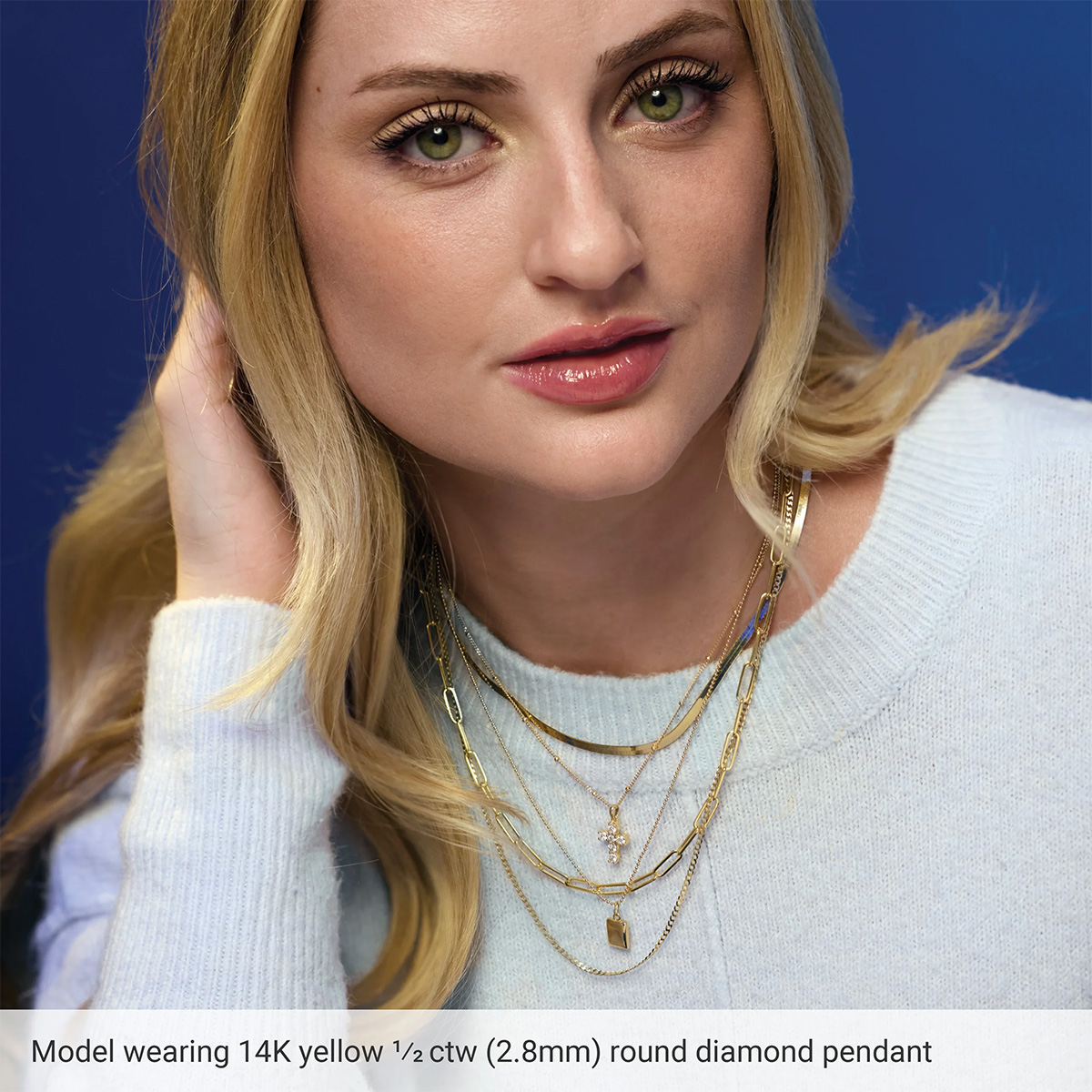 Small 1/2 Carat Diamond Cross Pendant in 14K Gold