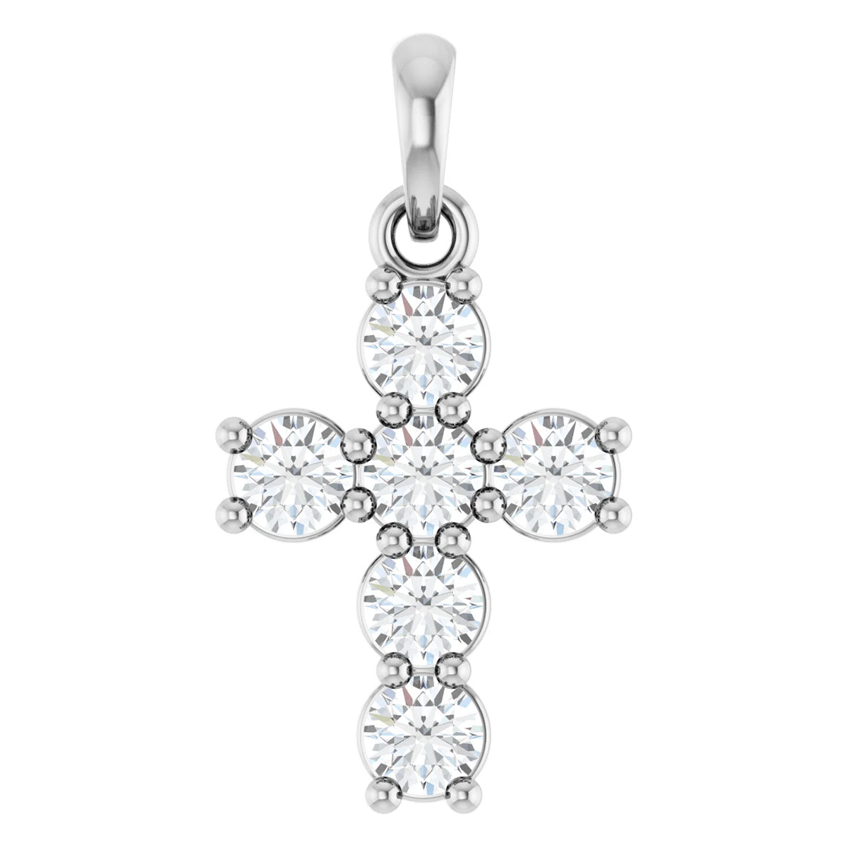 Tiny 0.50 Carat Diamond Cross Pendant in 14K White Gold
