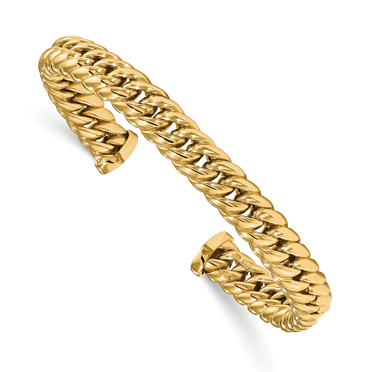 Italian 14K Gold Chain Link Cuff Bracelet