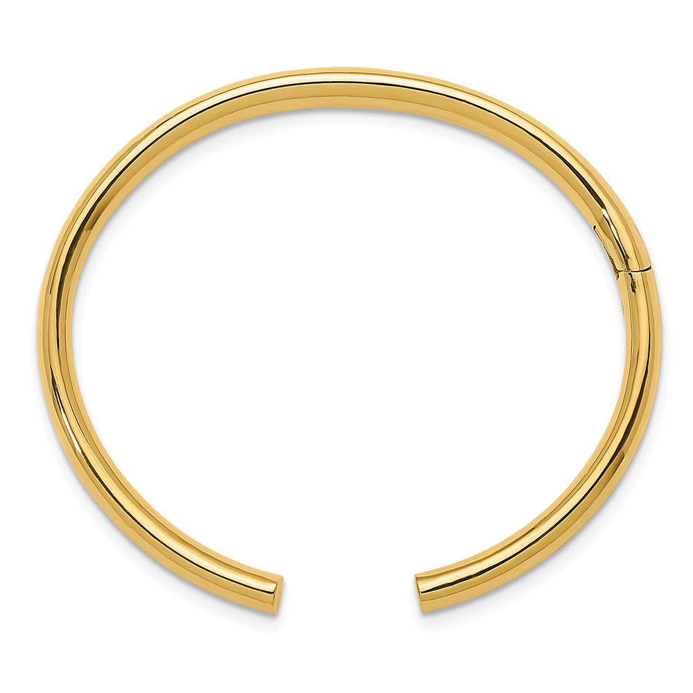 Italian 14K Gold Polished Plain Cuff Bangle Bracelet
