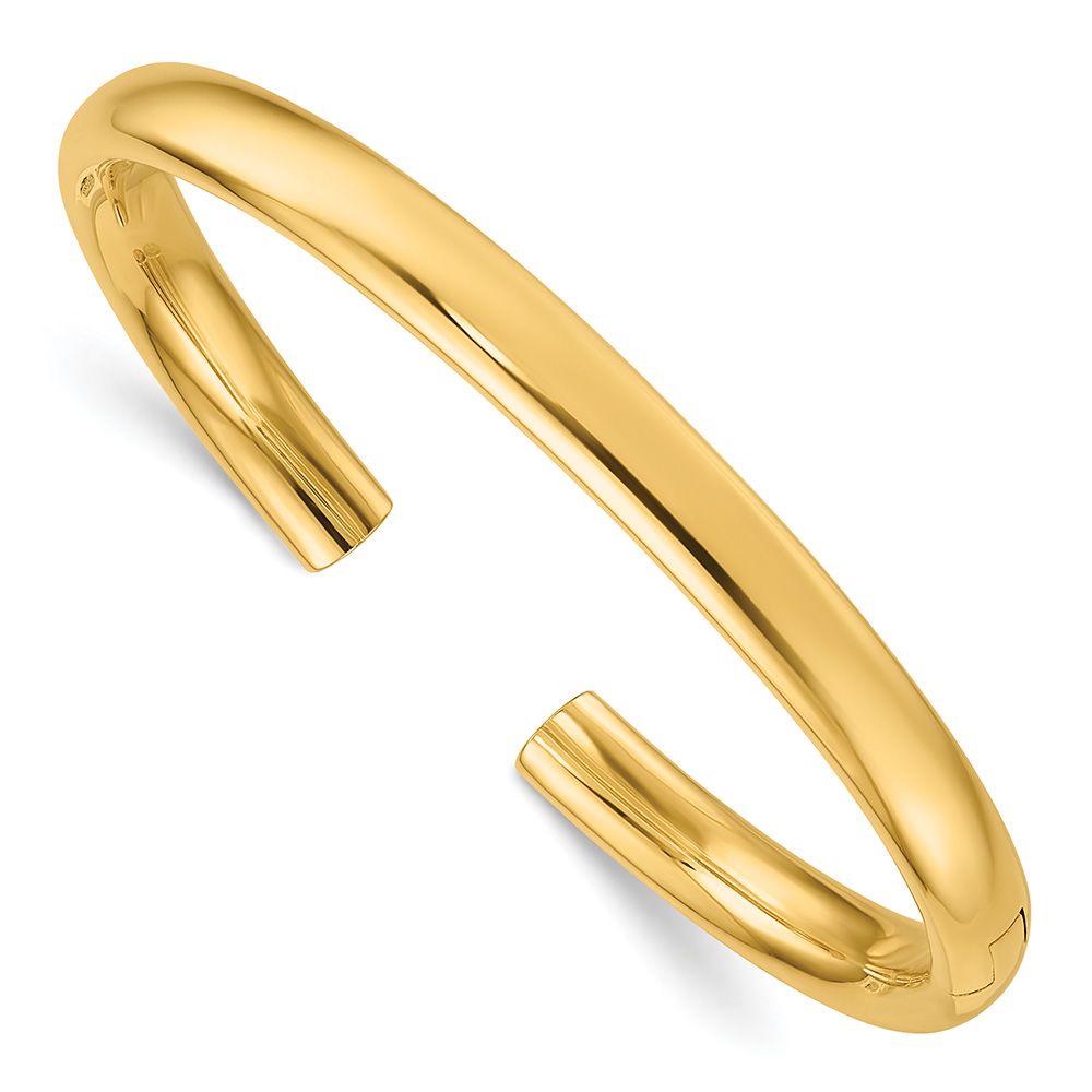 Italian 14K Gold Polished Plain Cuff Bangle Bracelet