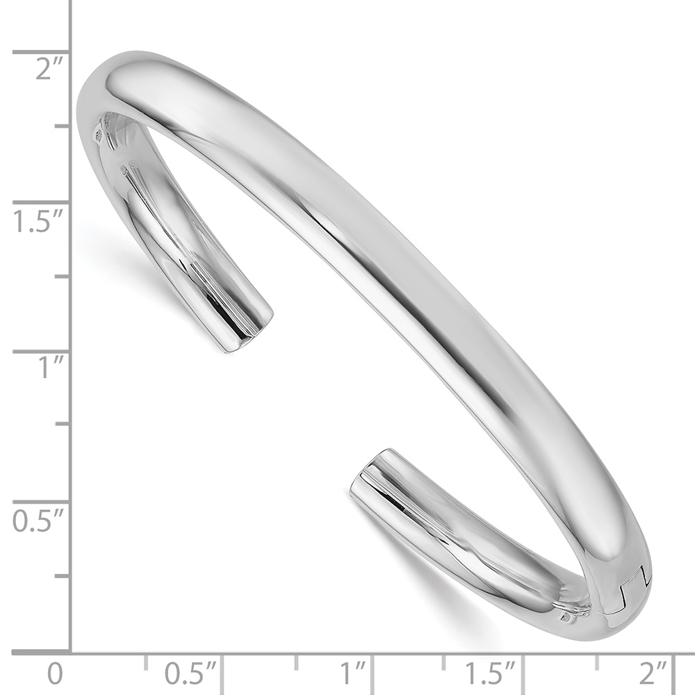 Italian 14K White Gold Hinged Plain Cuff Bangle Bracelet