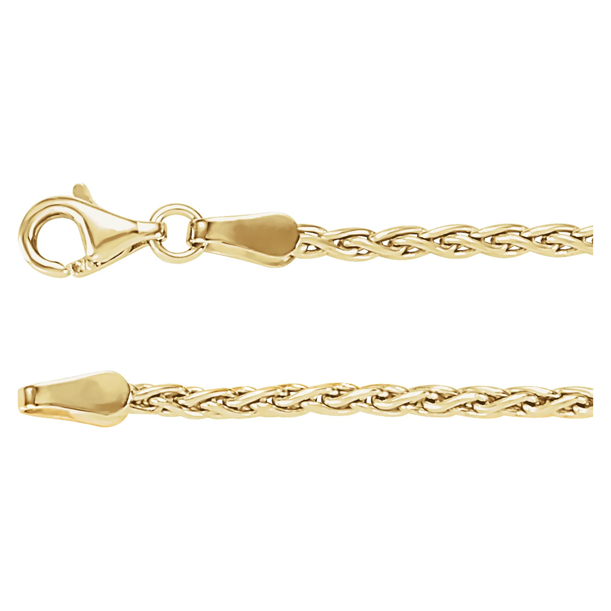 18K Gold 2mm Wheat Chain Necklace
