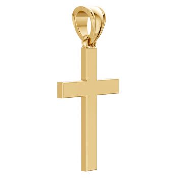 14K Gold Plain Cross Pendant for Women