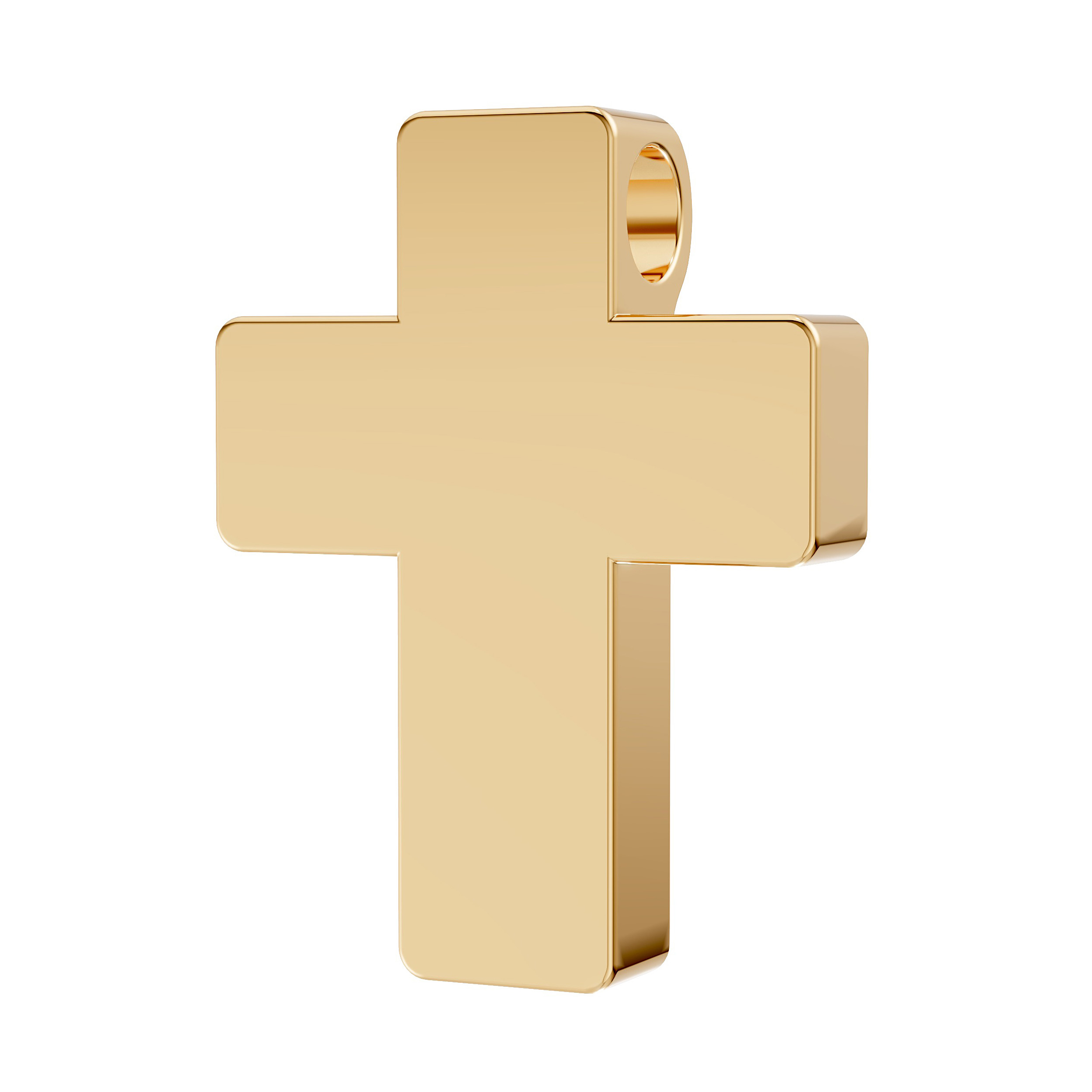 22K Gold Small Chunky Cross Pendant with Hidden Bail