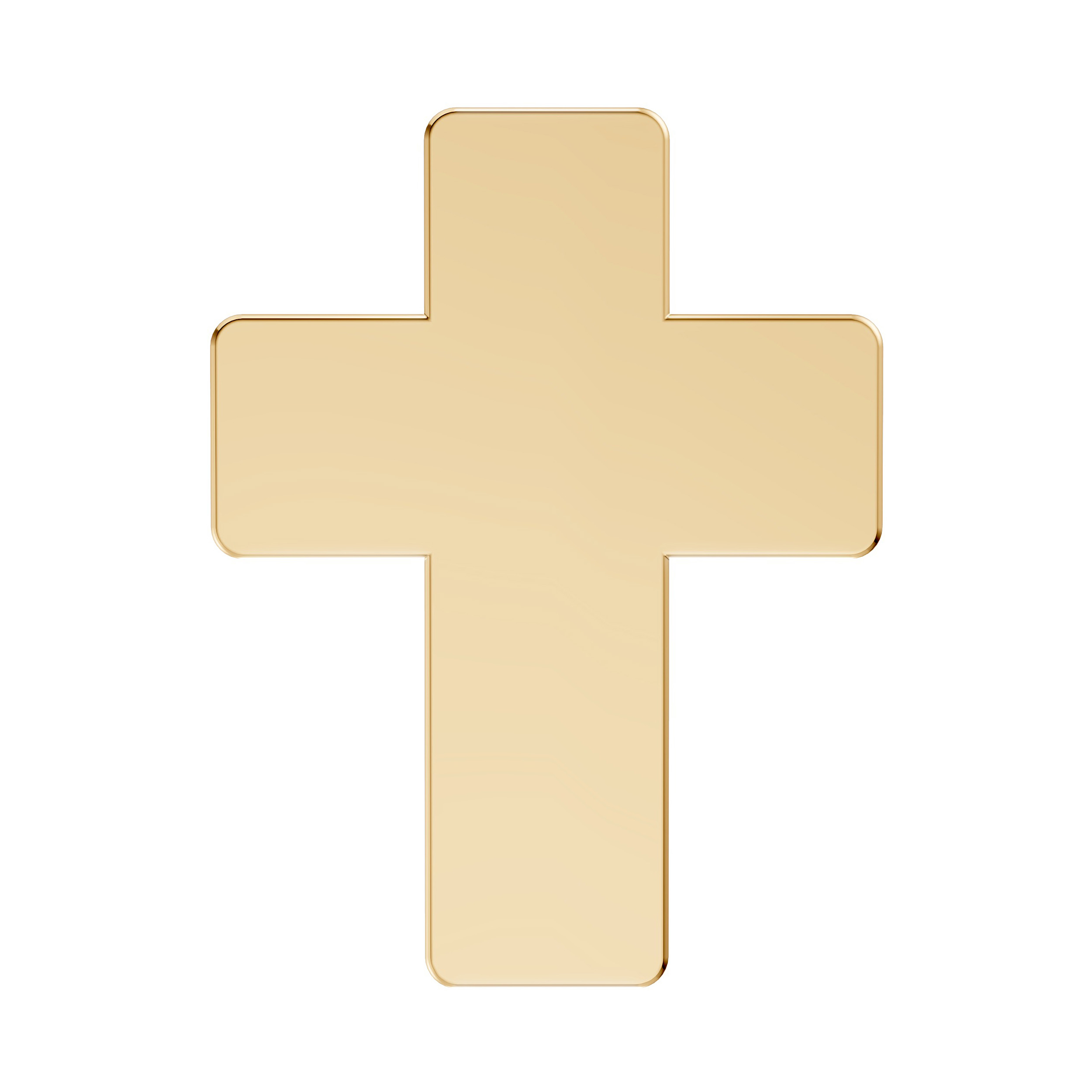 22K Gold Small Chunky Cross Pendant with Hidden Bail