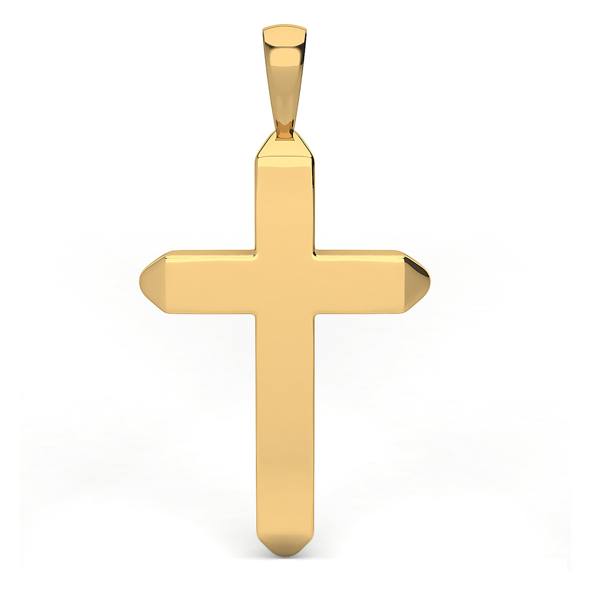 Large 14K Gold Men's Thick Beveled Cross Pendant