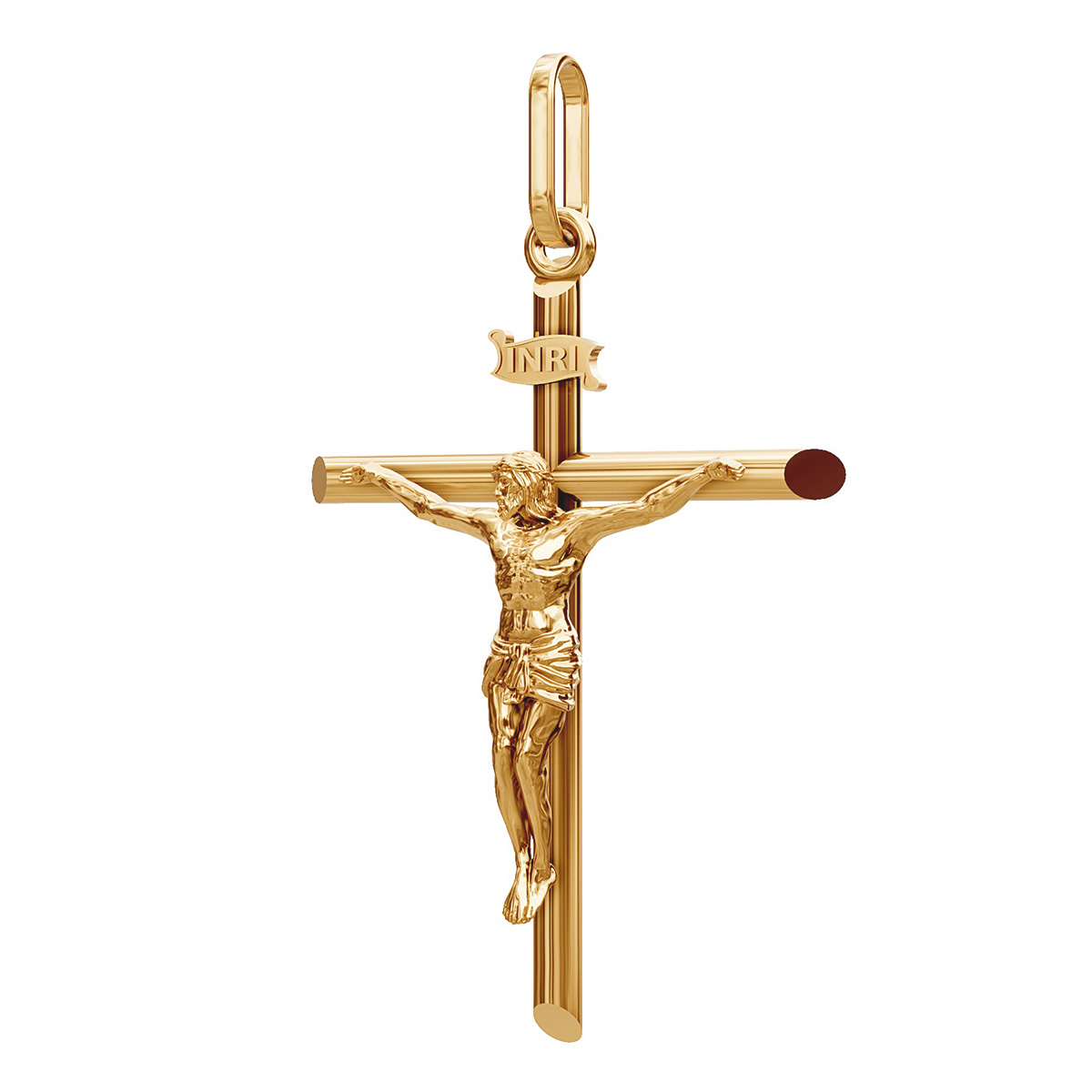 Small Tiny 14K Gold Crucifix Pendant for Women with INRI