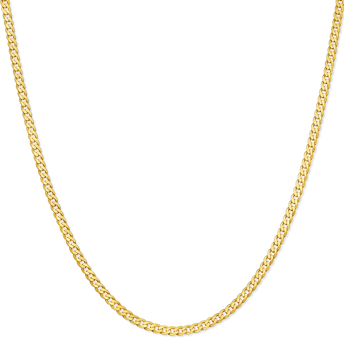2.2mm 16 Inch Curb Link Chain Necklace for Women in 14K Gold