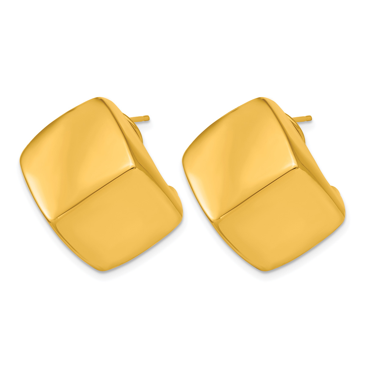 18K Gold Italian Cube Omega Post Earrings