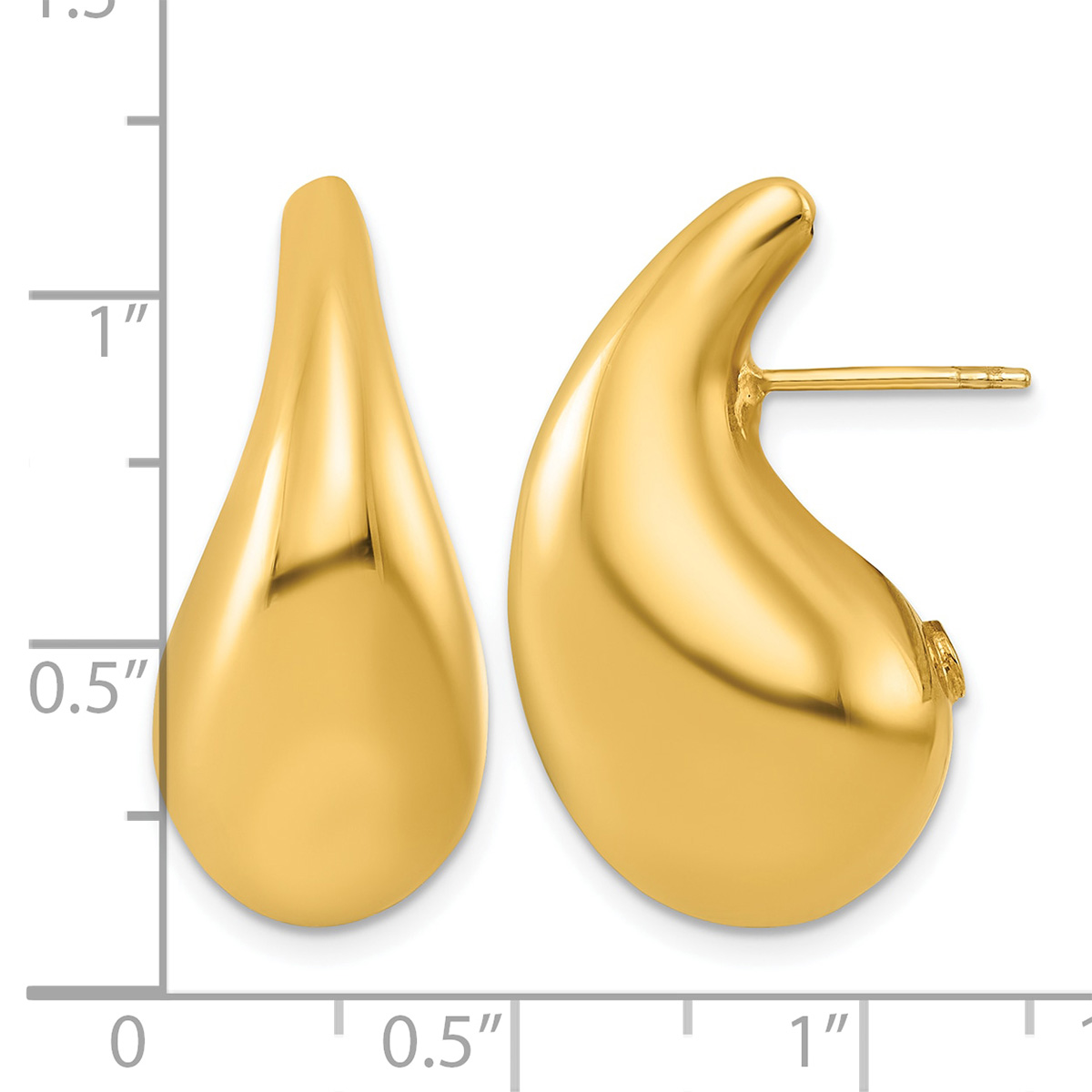 18K Gold Italian Puffed Teardrop Post Earrings