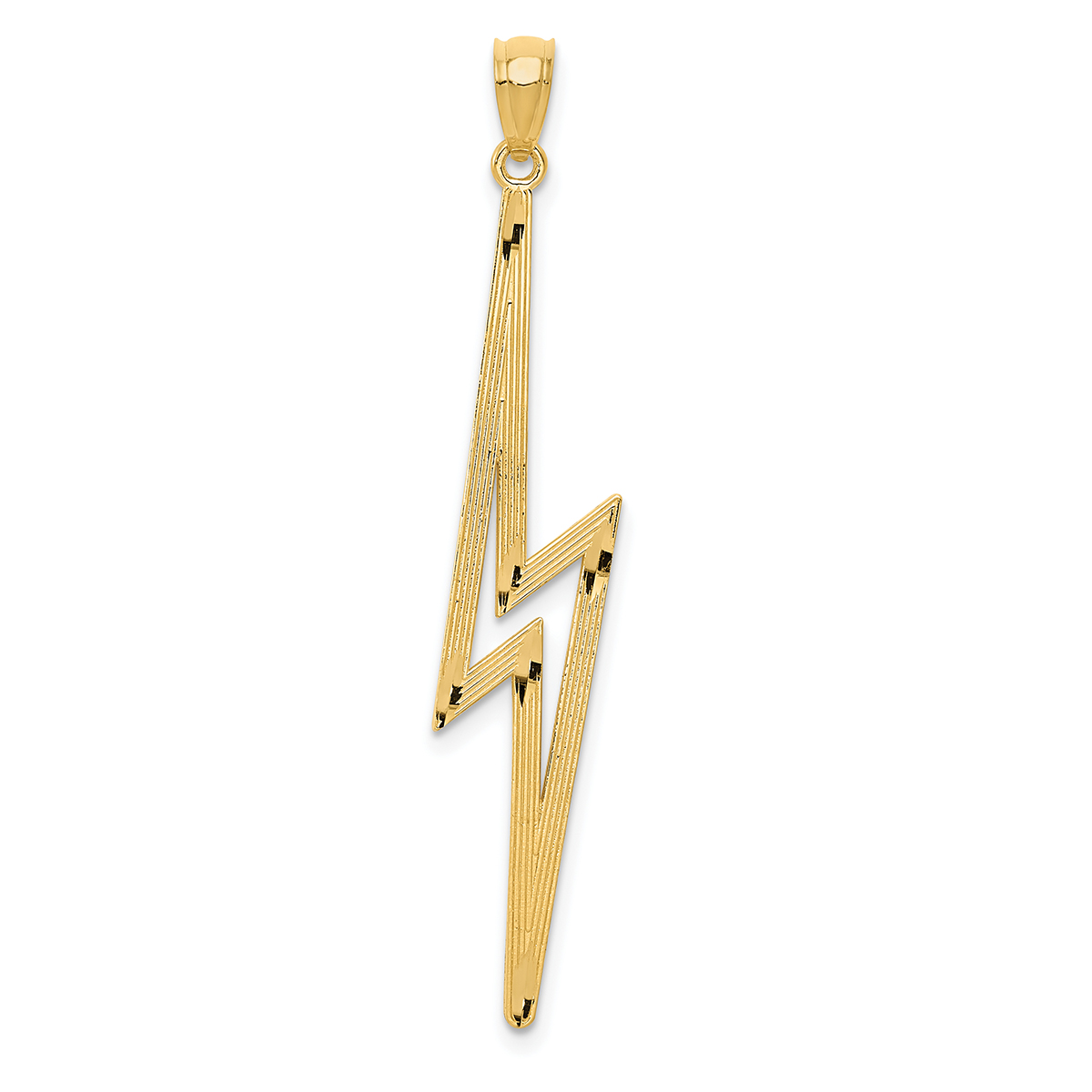 14K Gold Diamond-Cut Lightning Bolt Pendant