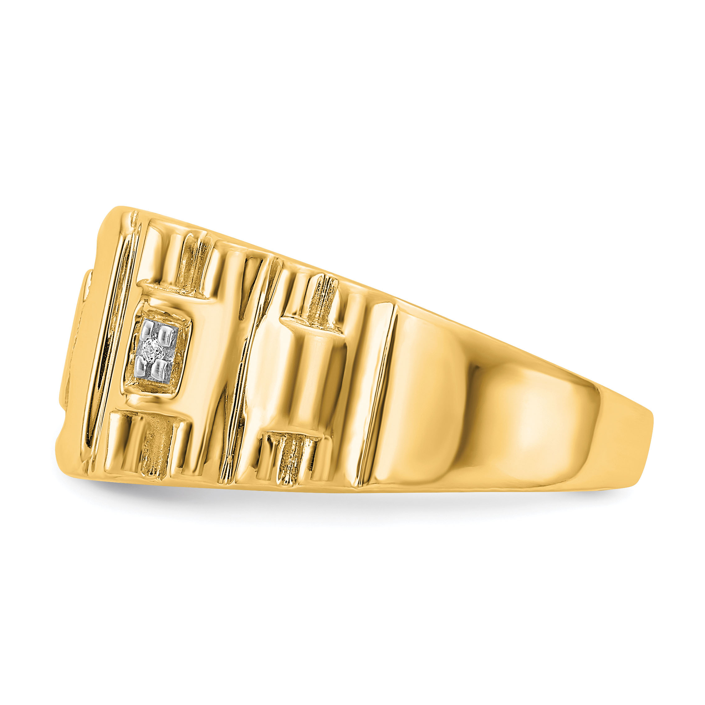 14K Gold Dad Ring for Men with Diamond Accent
