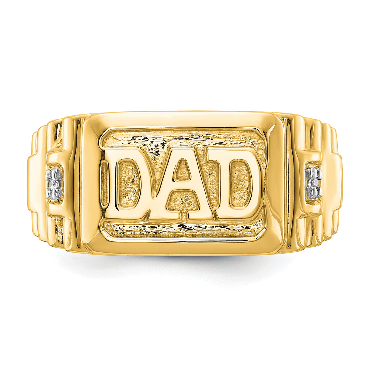 14K Gold Dad Ring for Men with Diamond Accent