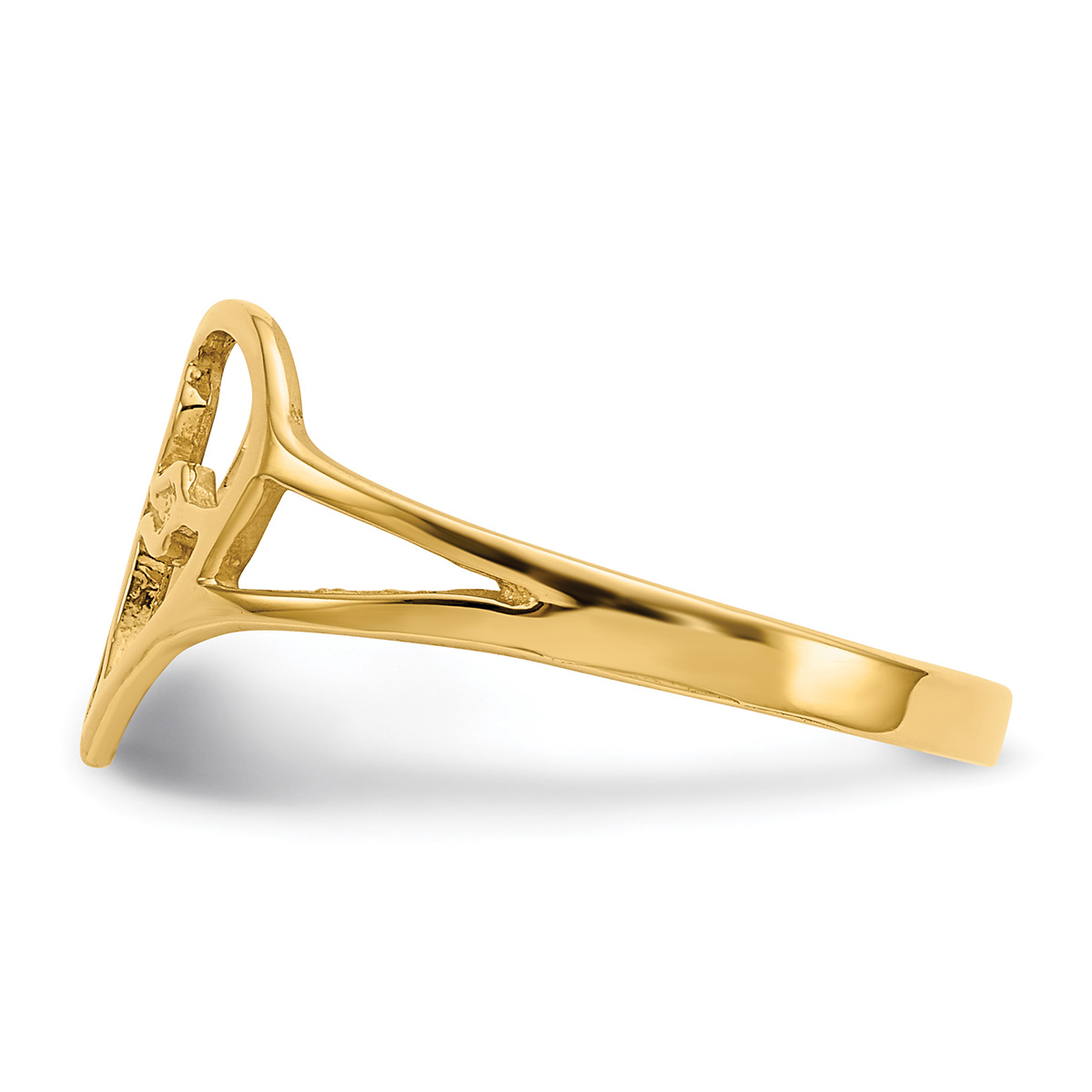 14K Gold Heart Cross Ring for Women