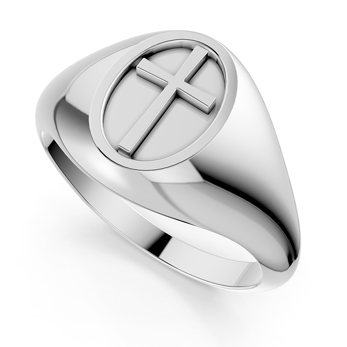 Silver Plain Cross Ring for Men