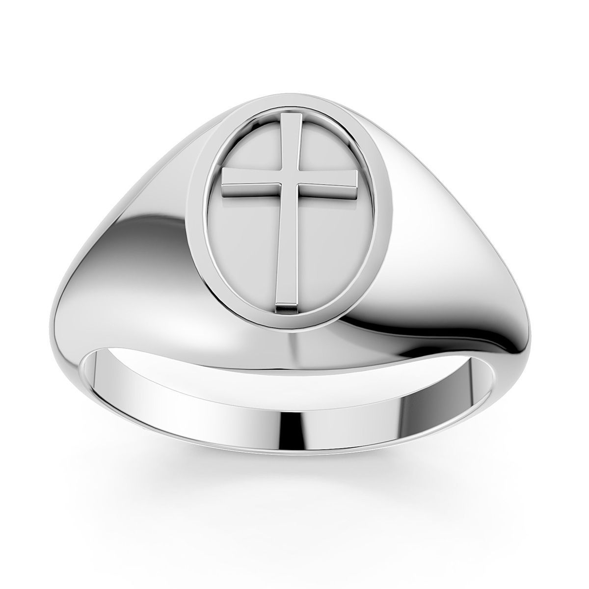 Silver Plain Cross Ring for Men